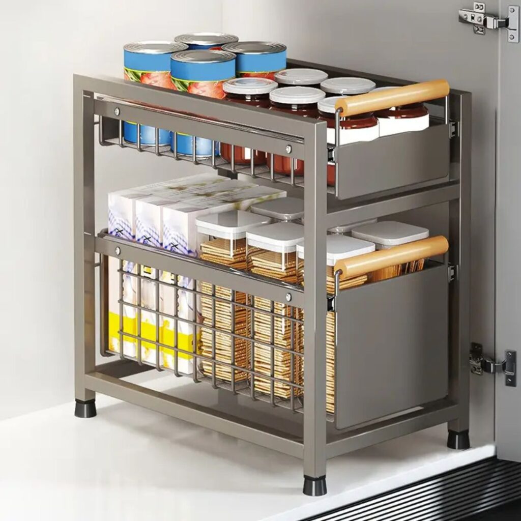 SlideRaw™ 2-Tier Sliding Drawer Storage Rack – Smania
